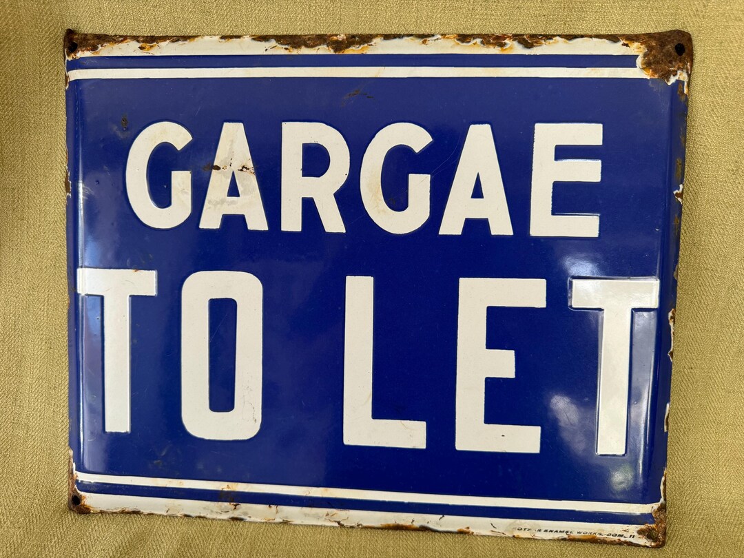 Antique Porcelain Enamel Garage Sign With Flagrant Miss Spelling - Etsy