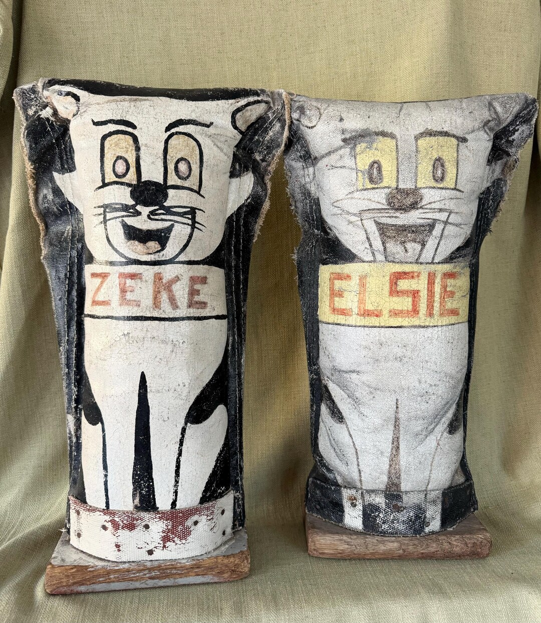Zeke and Elsie, Vintage Large Carnival Knockdown Cats, Punks - Etsy
