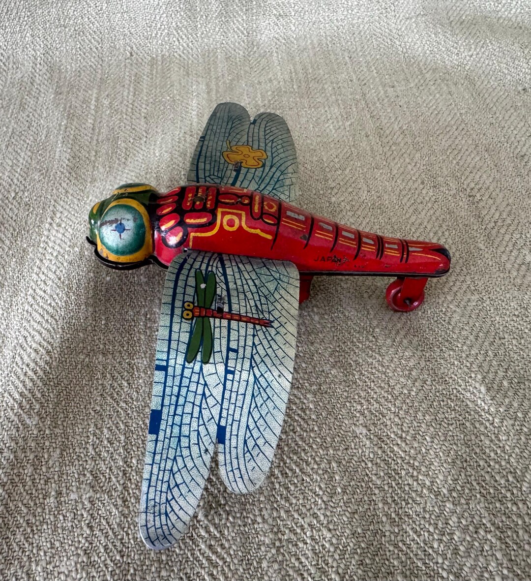 Good Bugs! Vintage Japan Tin Push Dragonfly Toy With Articulating Wings ...