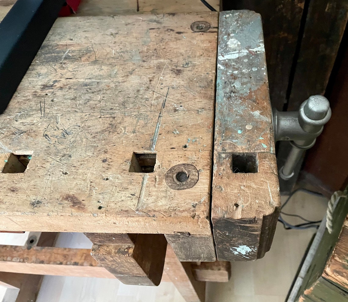 Antique Workbench Smaller Size Two Vices | Etsy