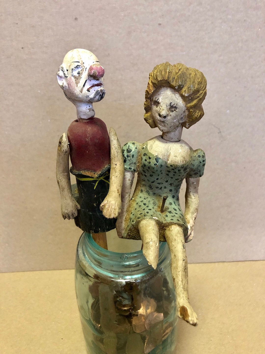 Unusual Antique Carved Folk Art Stick Puppets - Etsy