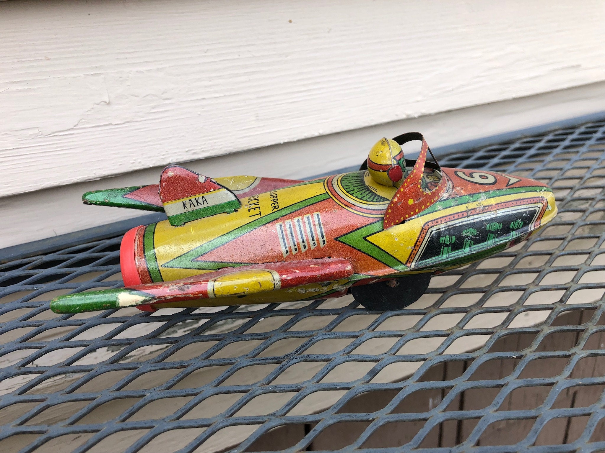 Vintage 1950s Japan Tin Friction Kaka No. 9 Rocket Ship | Etsy