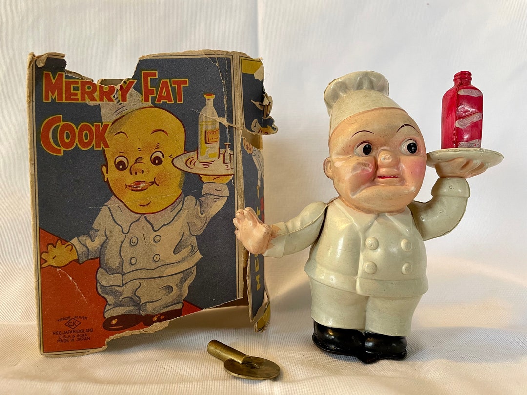 The Vintage Merry Fat Cook Wind up Celluloid Toy, Japan, With Box ...