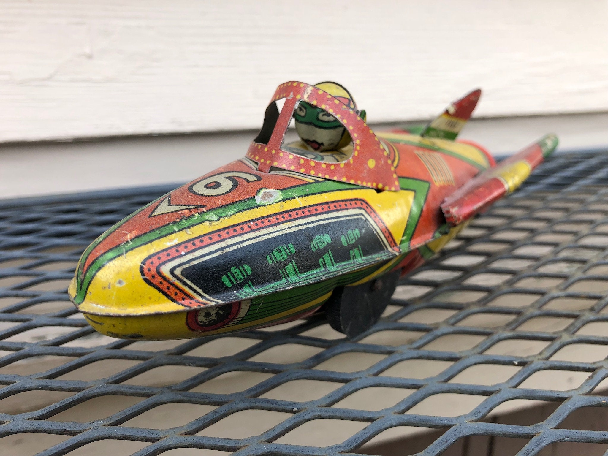 Vintage 1950s Japan Tin Friction Kaka No. 9 Rocket Ship | Etsy