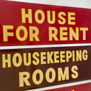 5 Antique Tin Smaltz Reflective Paint Original Rooming, Housing Signs ...