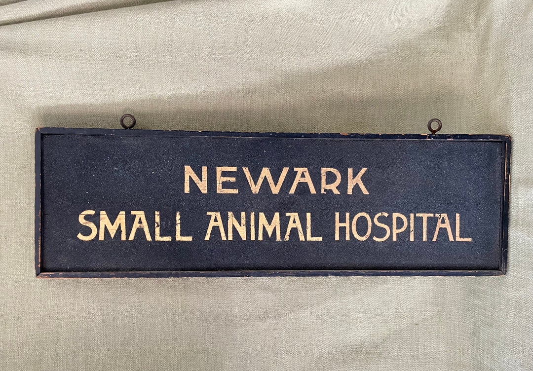 Antique Veterinary Sign, Painted Wood, Reflective Paint Double Sided ...