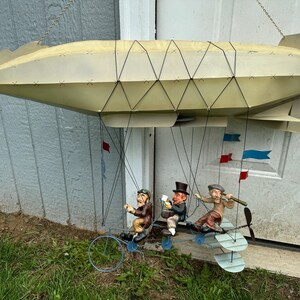 Flying Adventure! Fantastic Tin Blimp With Tandem Bicycle Riders - Etsy