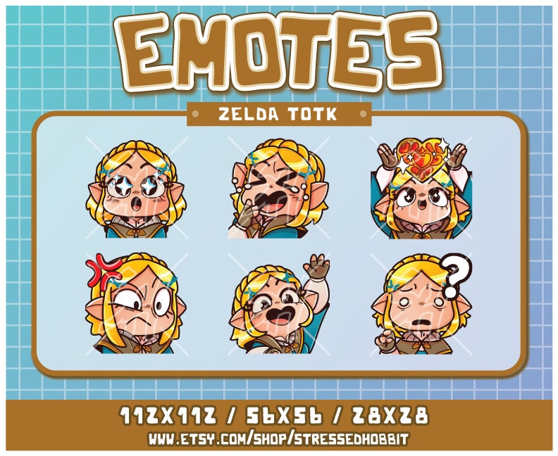 Princess Totk Emotes (6) Pack 1 | Twitch Discord Youtube | Cute Kawaii ...
