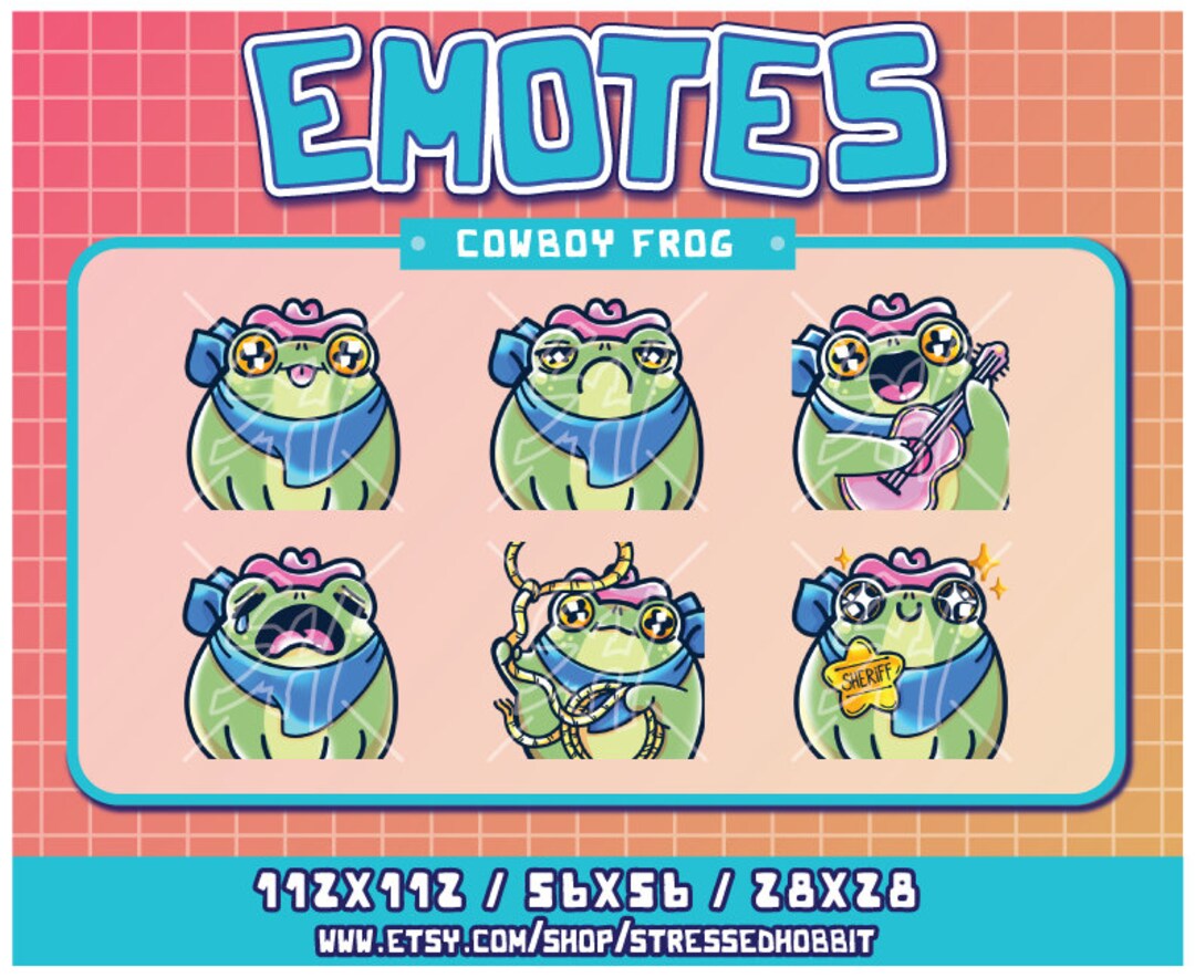 Cowboy Frog Emotes (6) Pack 1 | Twitch Discord Youtube | Cute Kawaii ...