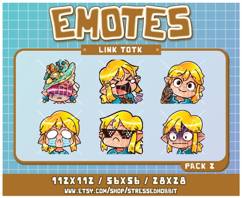 Hero Totk Emotes 6 Pack 2 Twitch Discord Youtube Cute Kawaii Sword ...