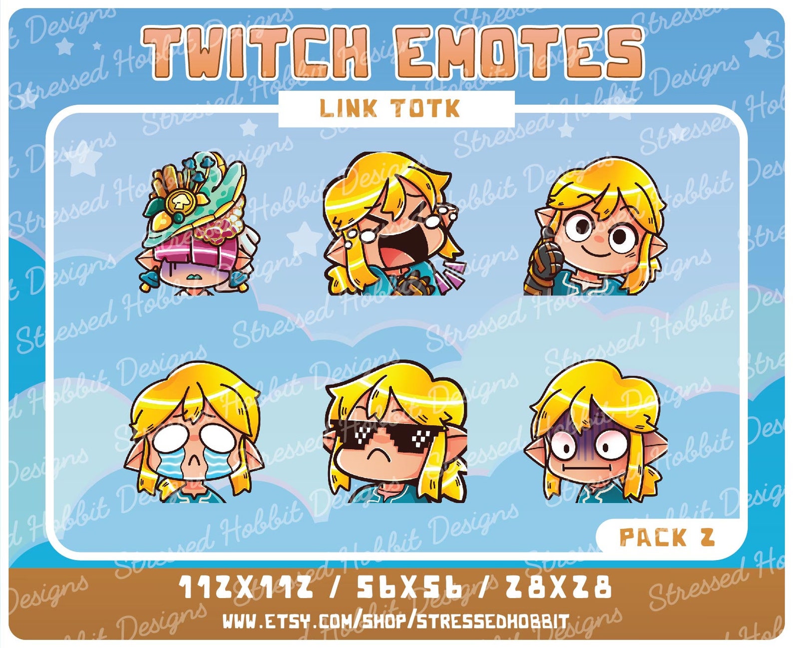 Hero Totk Emotes 6 Pack 2 Twitch Discord Youtube Cute - Etsy