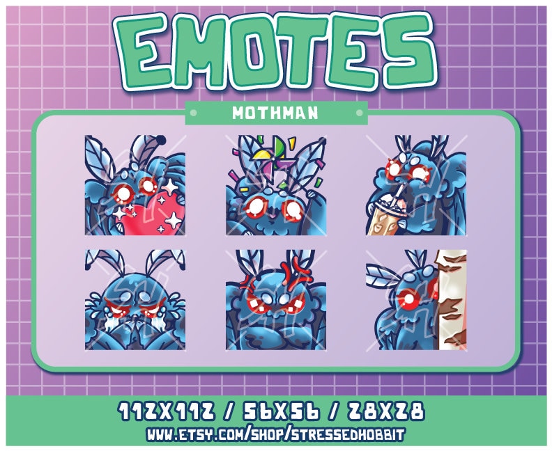 Mothman Emotes (6) Pack 1 | Twitch Discord Youtube | Cute Kawaii Animal ...