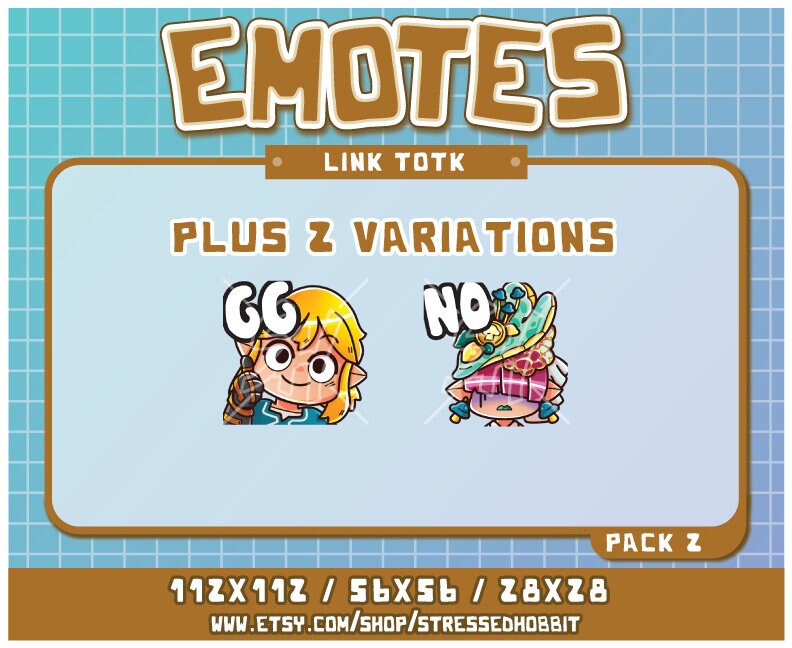 Hero Totk Emotes 6 Pack 2 Twitch Discord Youtube Cute Kawaii Sword ...