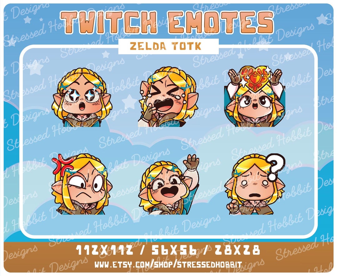 Princess Totk Emotes 6 Pack 1 Twitch Discord Youtube - Etsy