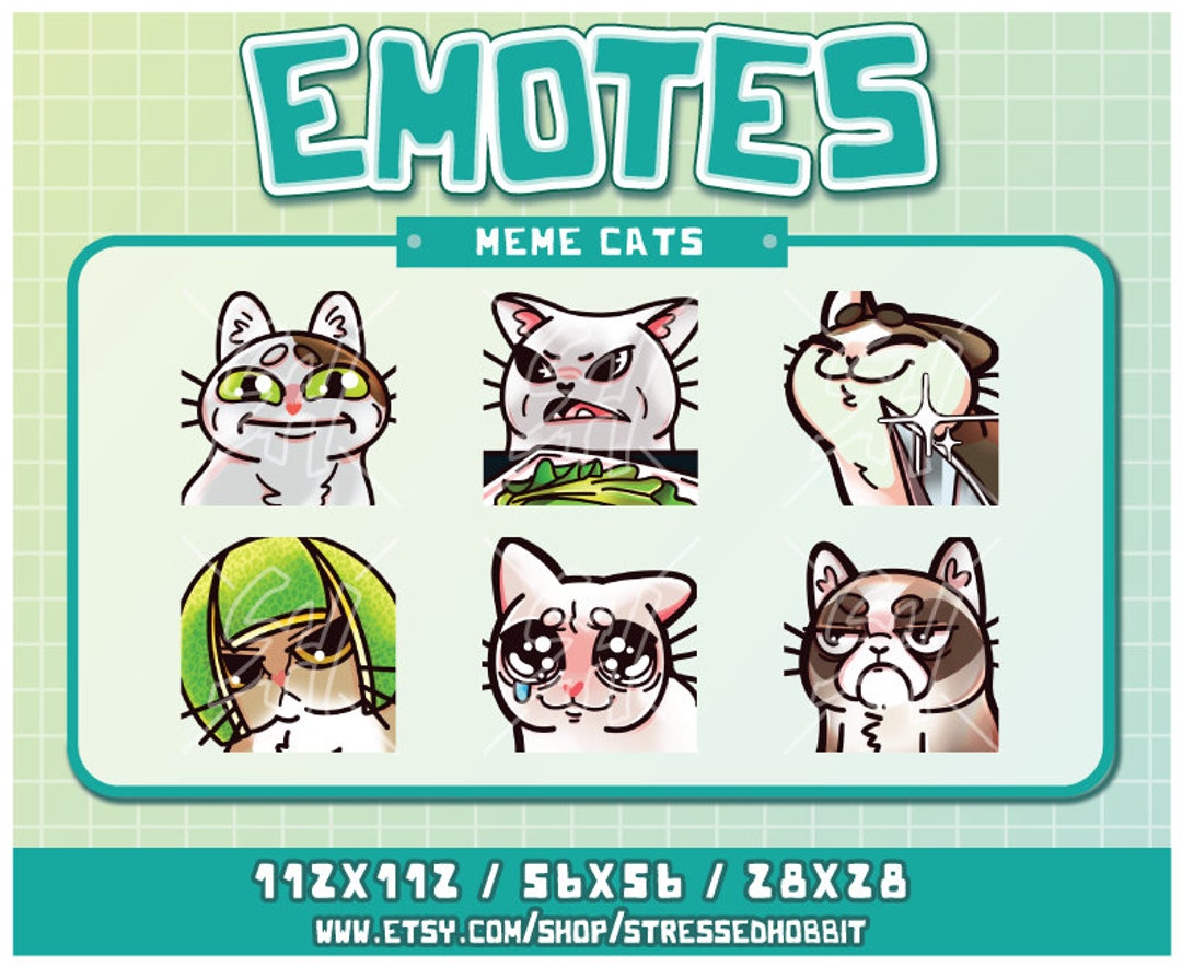 Meme Cats (6) Pack 1 | Twitch Discord Youtube | Cute Kawaii Animal ...