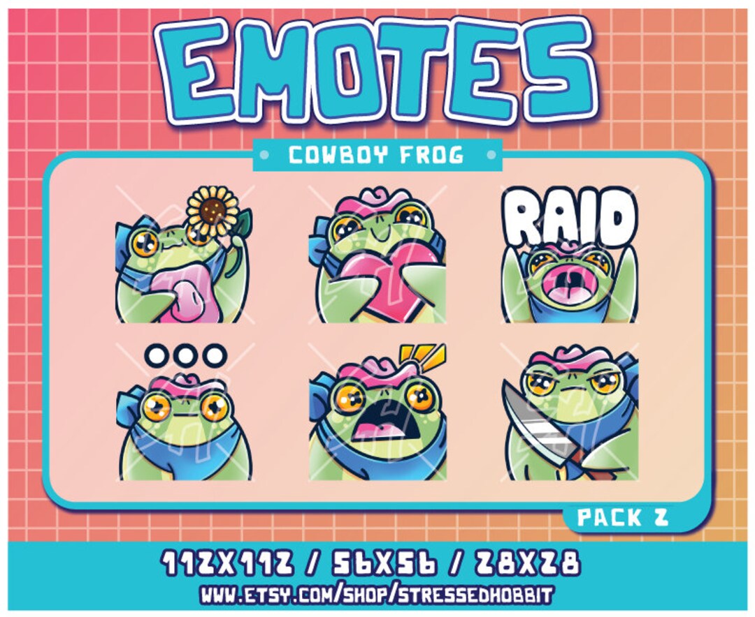Cowboy Frog Emotes (6) Pack 2 | Twitch Discord Youtube | Cute Kawaii ...
