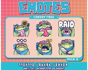 Cowboy Frog Emotes (6) Pack 2 | Twitch Discord Youtube | Cute Kawaii ...