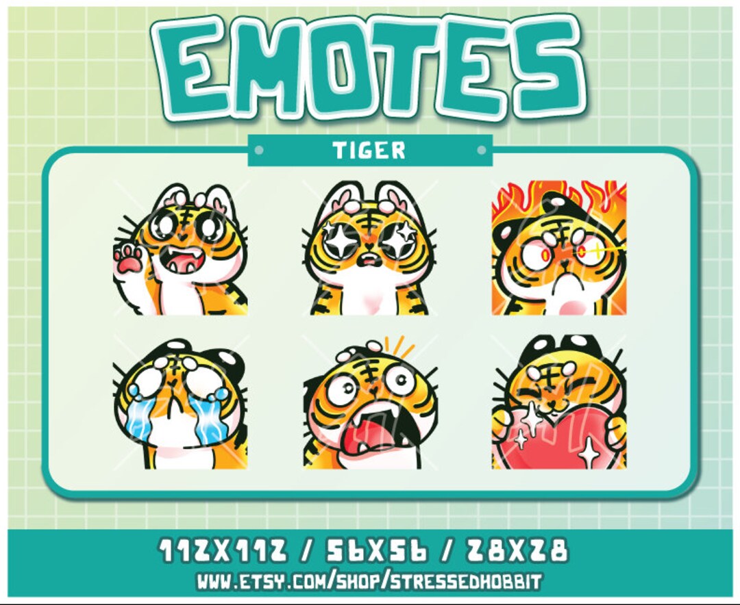 Tiger Emotes (6) Pack 1 | Twitch Discord Youtube | Cute Kawaii Animal ...