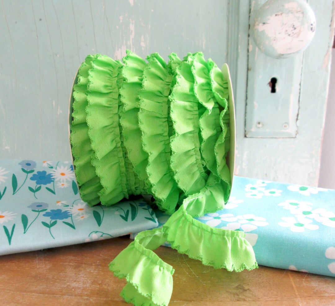 Green Crochet Edge Trim No 408. Lime Green Ribbon. Lime Green Fabric ...