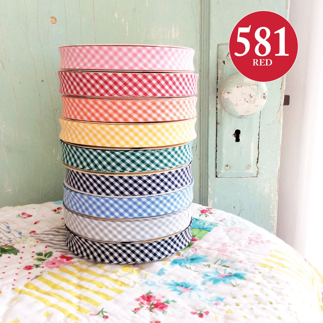 Red Gingham Bias Tape (no. 581). Red White Gingham Bias Tape. - Etsy
