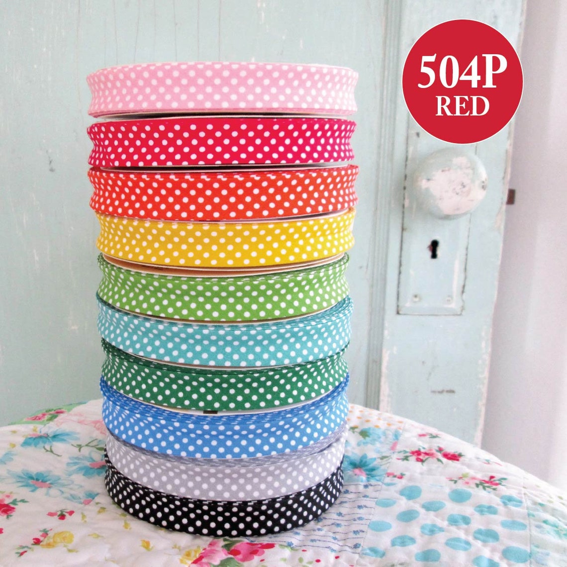 NON-CROCHET EDGE. Red Polka Dot Bias Tape (no. 504P). Red White Polka ...