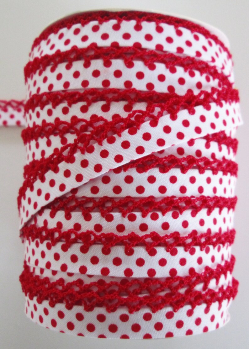 Red on White Polka Dot Crochet Bias Tape no. 204. Sewing - Etsy