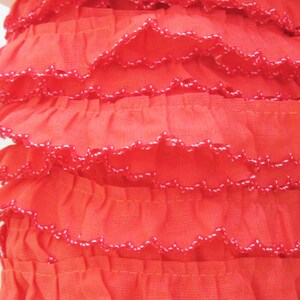 Red on Melon Crochet Edge Trim No434. Red Ribbon. Red Trim. Red Crochet ...