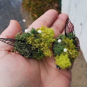 Enchanting Moss and Mushroom Fairy Wing Hair Clips in Black, Magical ...
