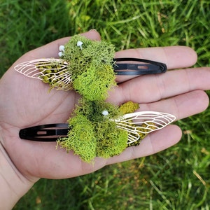 Copper Fairy Wings Moss and Mushrooms Hair Clips, Wings Barret - Etsy