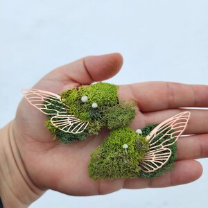Copper Fairy Wings Moss and Mushrooms Hair Clips, Wings Barret - Etsy