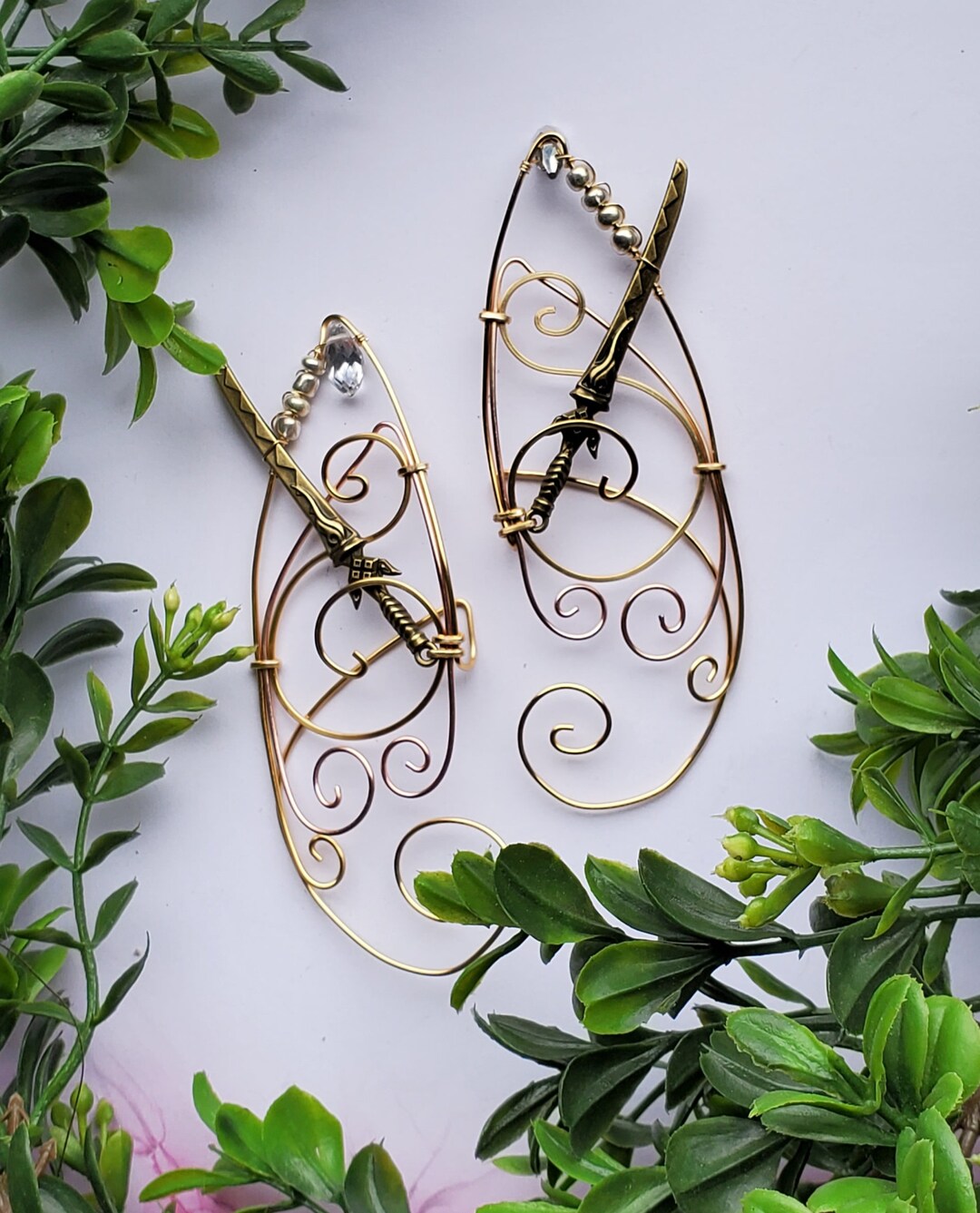 Bronze Samurai Sword Ear Cuffs: Gold Elf Cosplay Earrings - Etsy