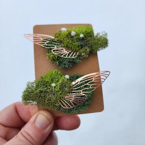 Copper Fairy Wings Moss and Mushrooms Hair Clips, Wings Barret - Etsy