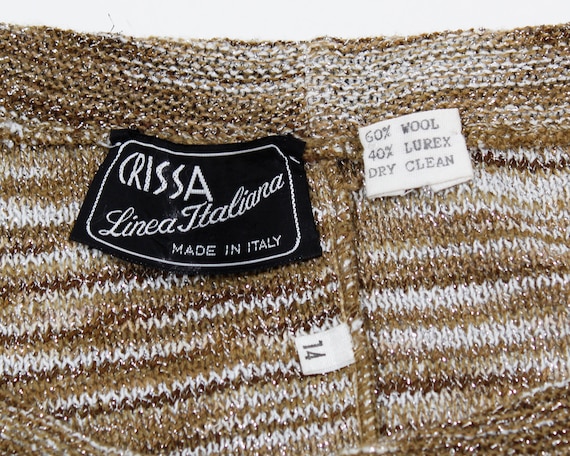 Crissa Vintage 1970s Skirt Maxi Style Gold Lurex Knit… - Gem