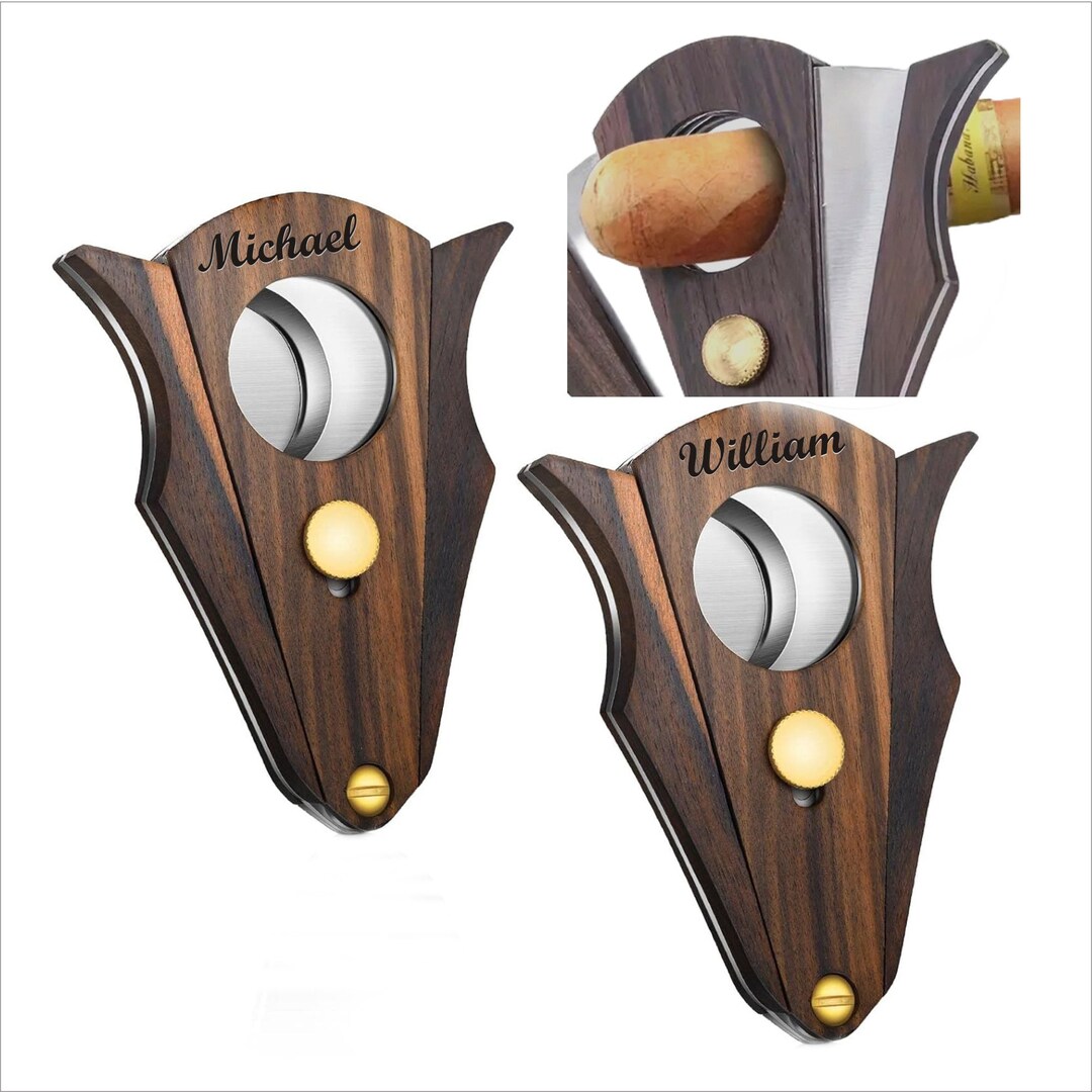 Set of 7 Personalized Cigar Cutter Wood for Groomsmen Gift , Wedding ...