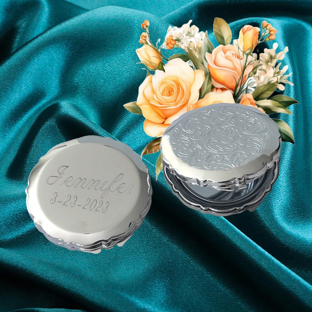 Personalized COMPACT MIRROR , Custom Engraved Pocket Mirror -silver ...
