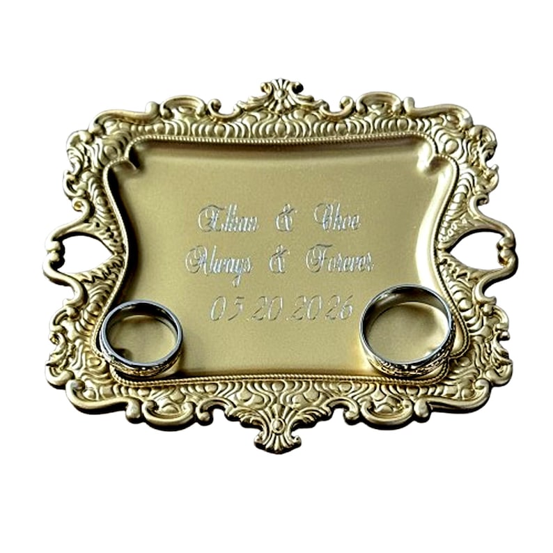 Personalized Wedding Ring Holder Tray, Engraved Vintage Ring Display - Etsy