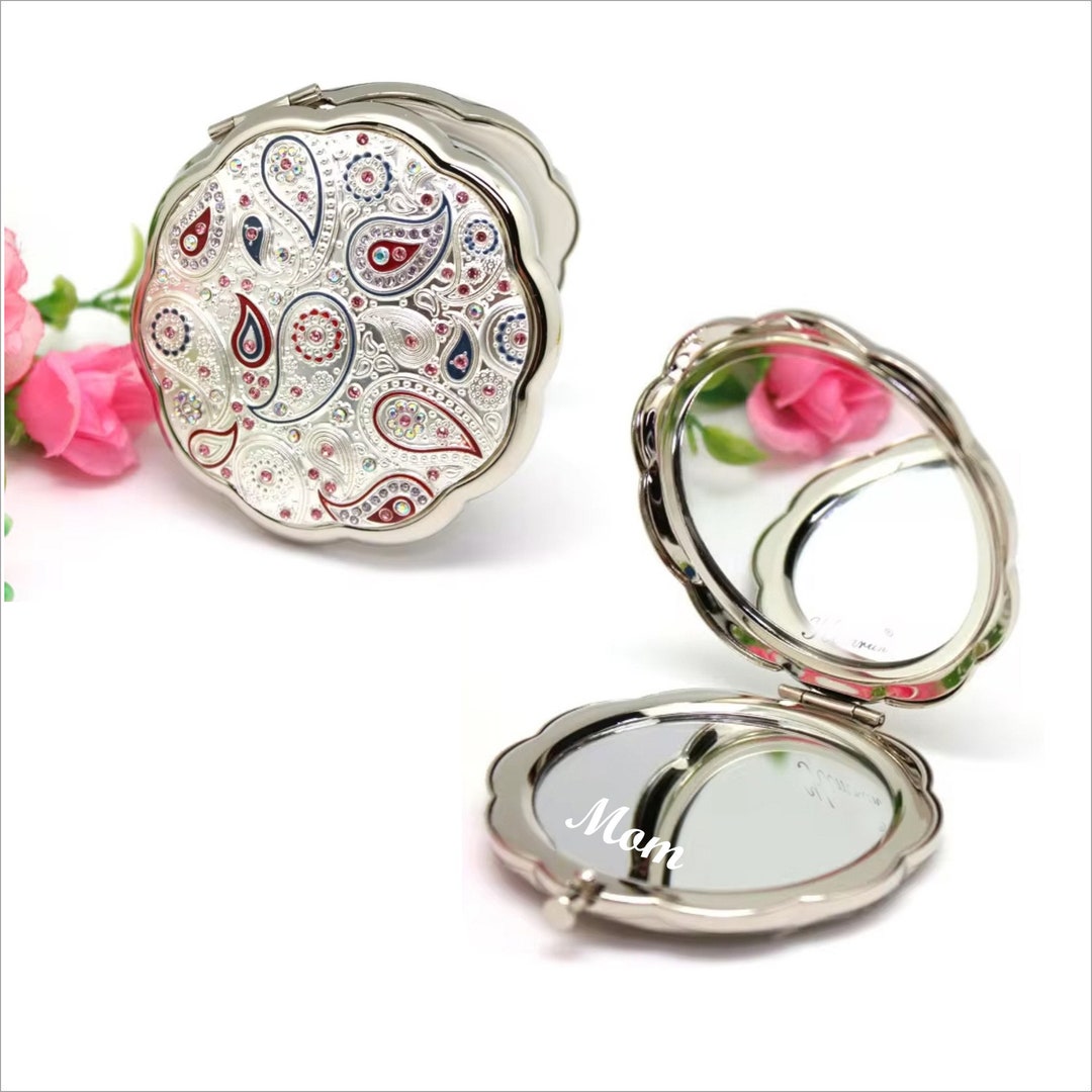 Personalized COMPACT MIRROR ,custom Engraved Water Droplet Enameled ...