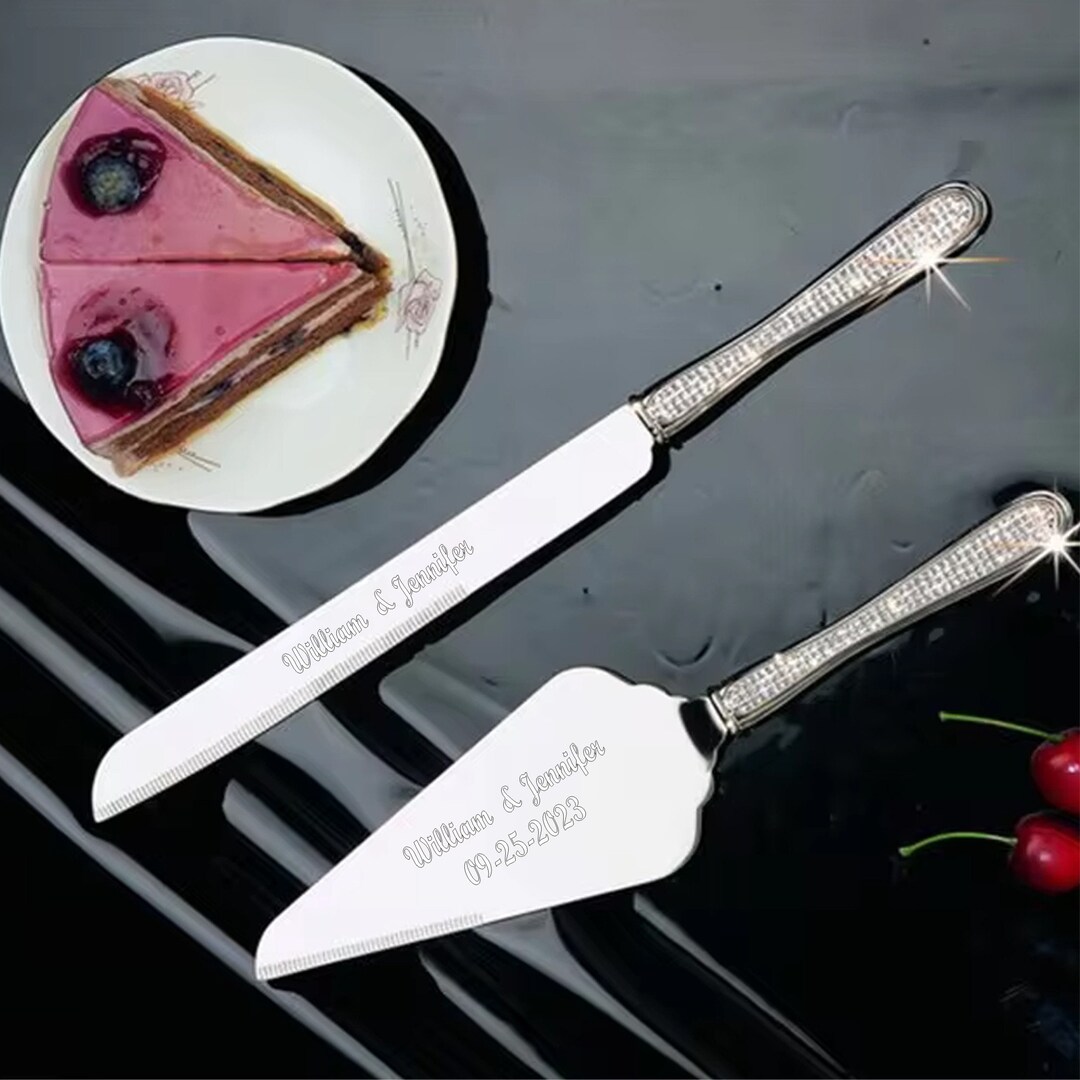 Personalized Wedding CAKE SERVER SET Cake Knife Cutting Custom Engraved ...