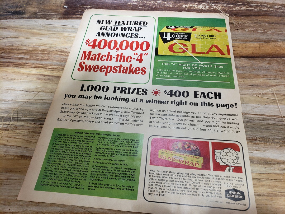 Vintage Glad Wrap Ad, 1970s Vintage Ad - Etsy