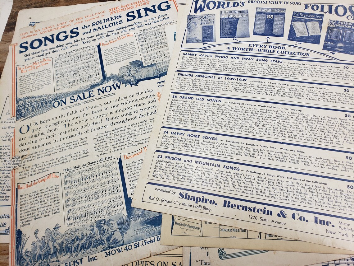 15 Music Sheets for the 1920. Vintage Music Sheets - Etsy