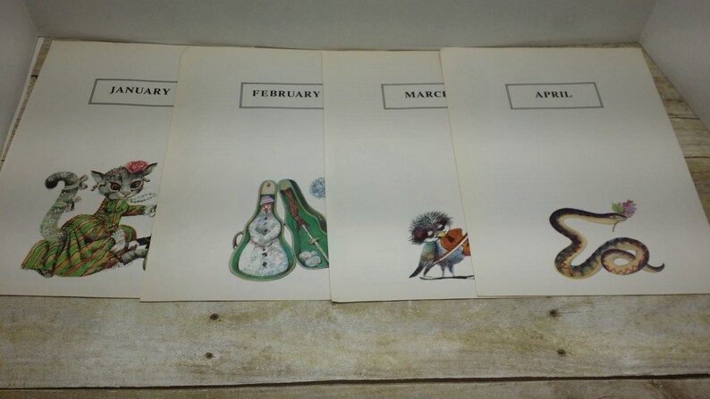 Months of the Year Paper Ephemera. 1960s Vintage Paper, Mixed Media ...