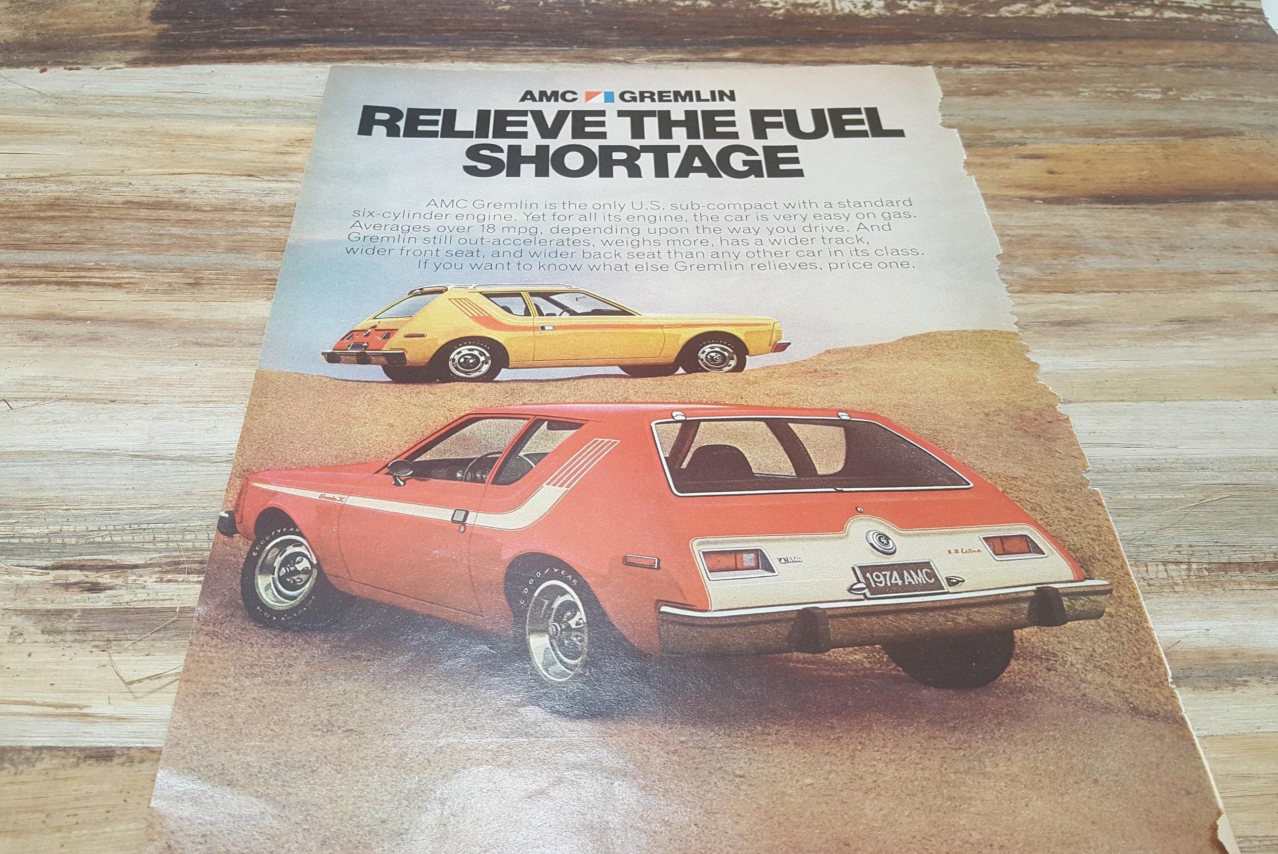 AMC Gremlin Vintage Magazine Car Ad 1974 Vintage Ad - Etsy