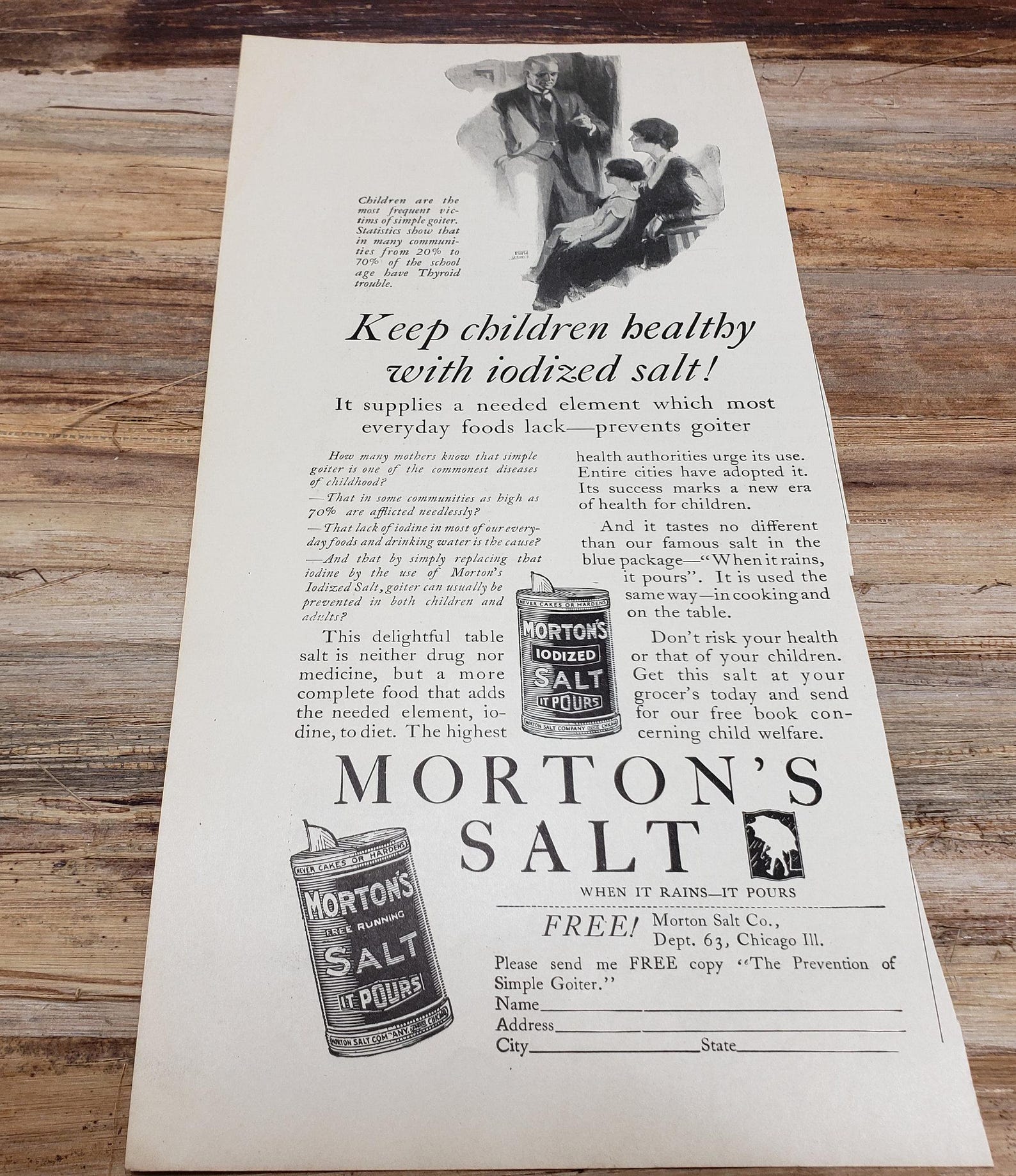 1920s Morton Salt Ad, Vintage Ad, 1926 Childs Life Ad, Creepy Vintage ...