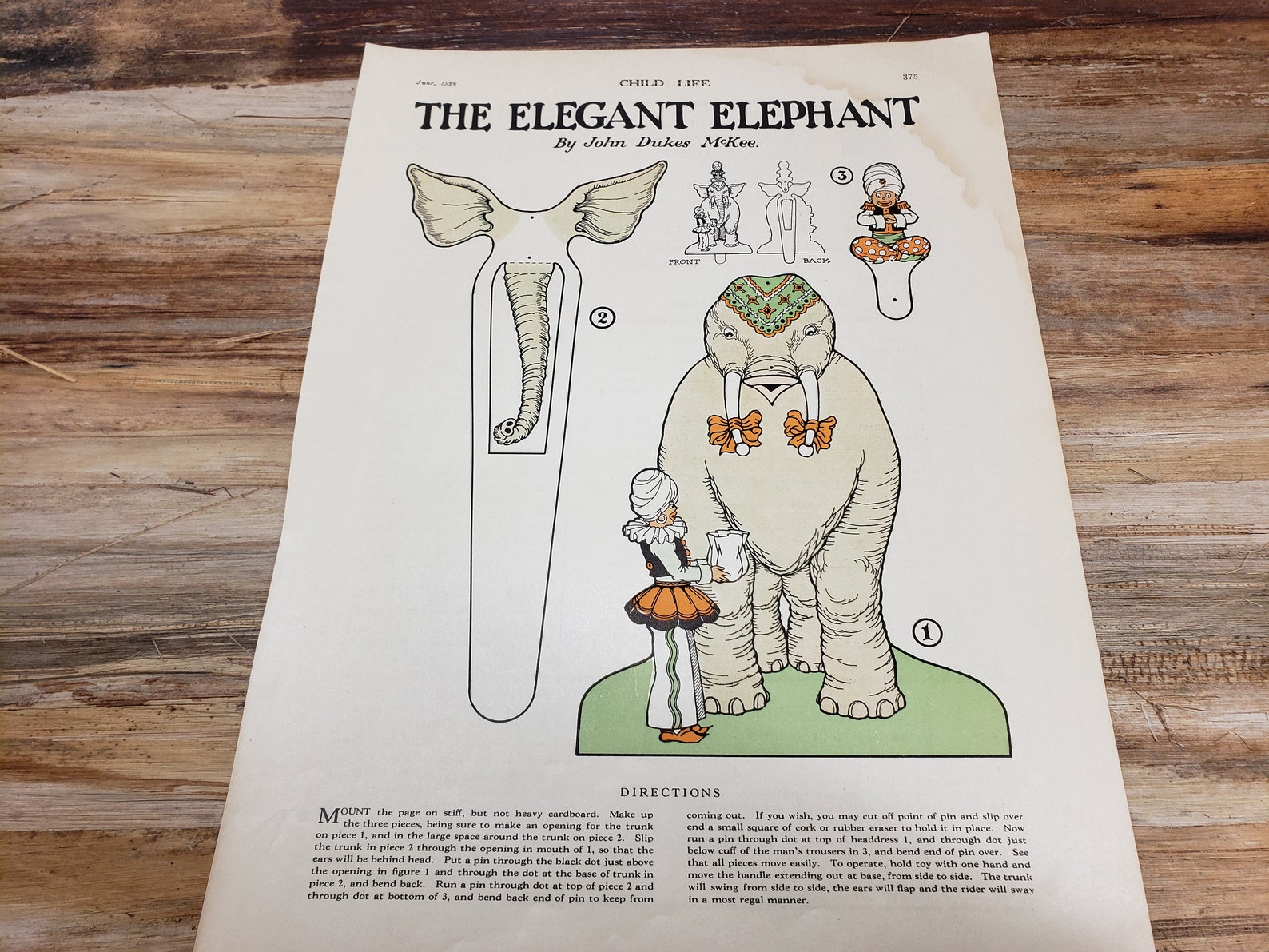 Vintage Ad, the Elegant Elephant, Childs Life 1926, Antique Ad. John ...