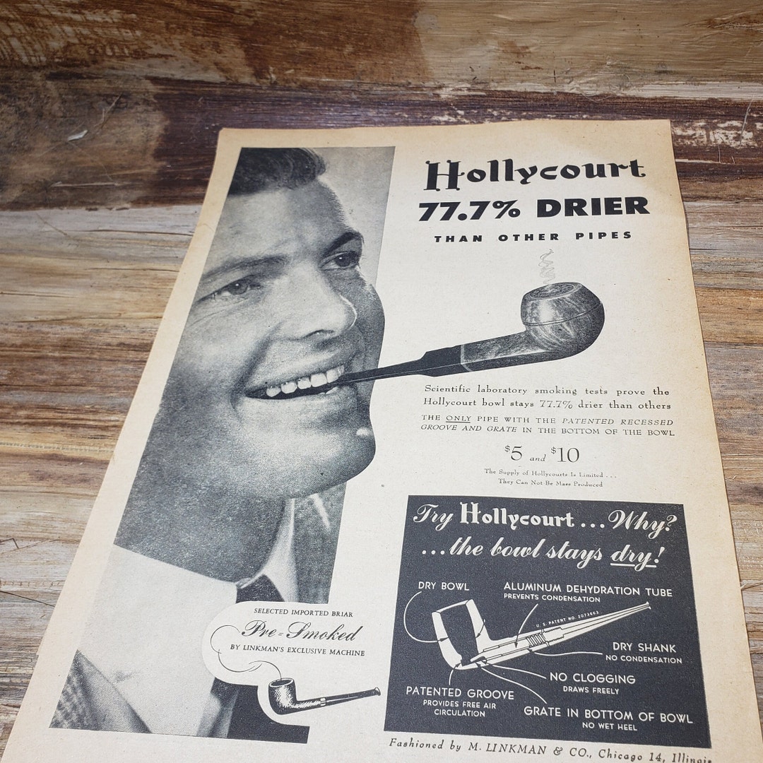 Vintage Pipe Ad, 1940s, Hollycourt Pipe Vintage Ad - Etsy