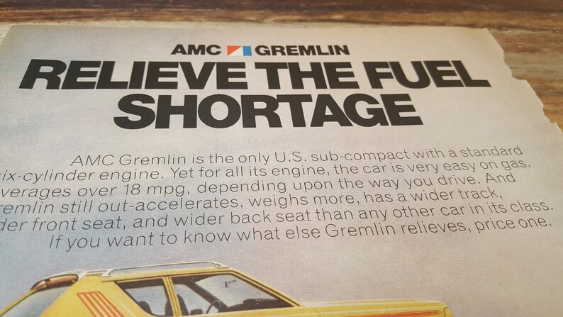 AMC Gremlin Vintage Magazine Car Ad, 1974, Vintage Ad - Etsy