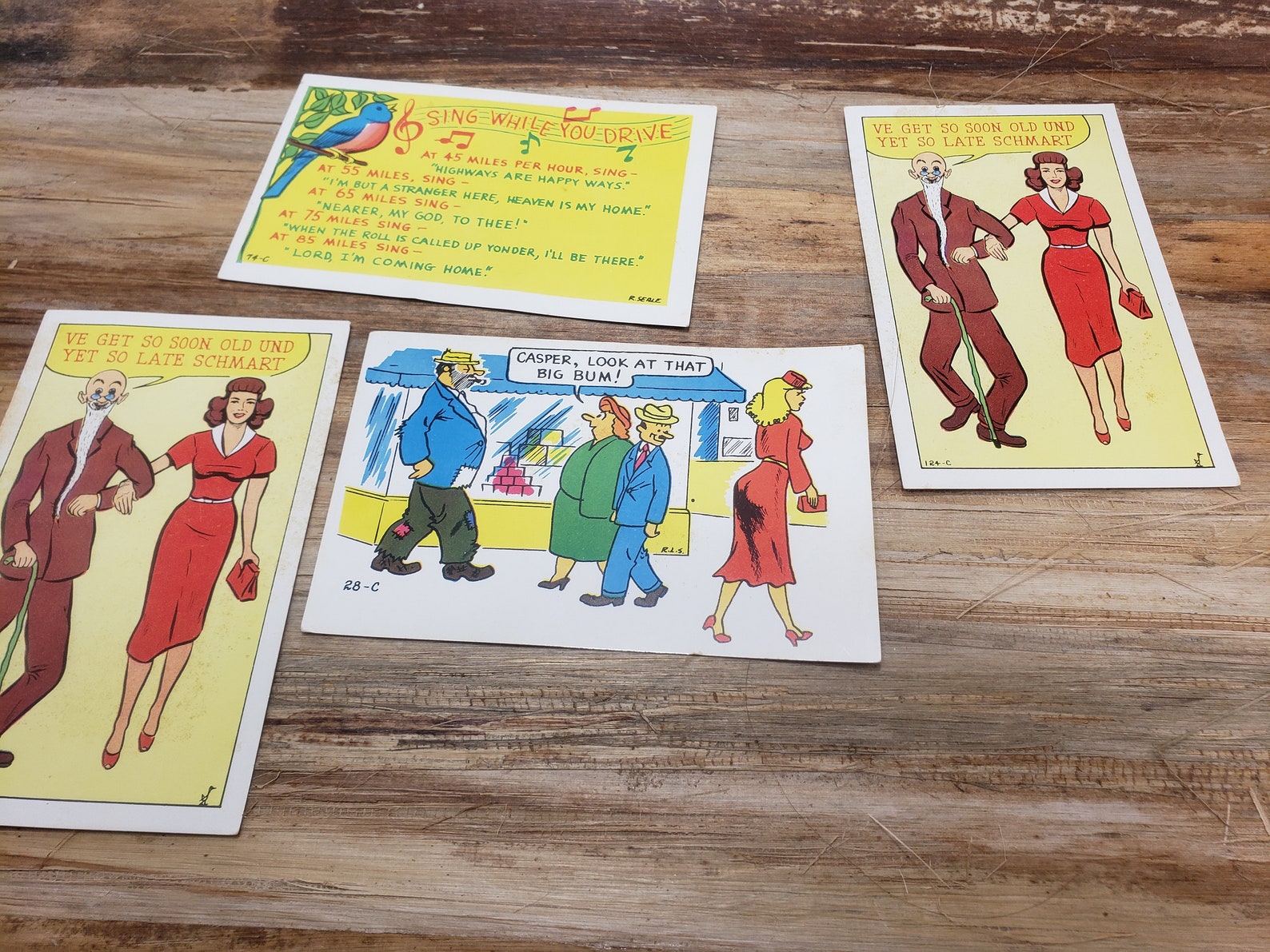 Set of 4 Cartoon Postcards From the 1950s Mid Century - Etsy