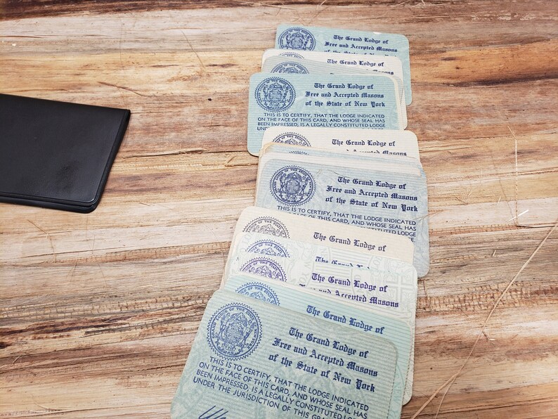 28 Free and Accepted Masons of the State of New York Membership Cards ...