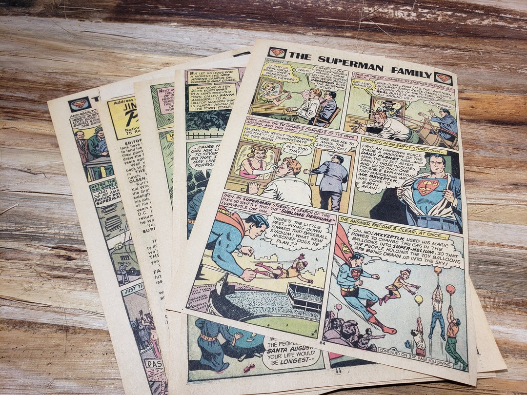 Set of 10 Vintage Comic Pages 1970 , Variety Pack, Comic Book Ephemera ...