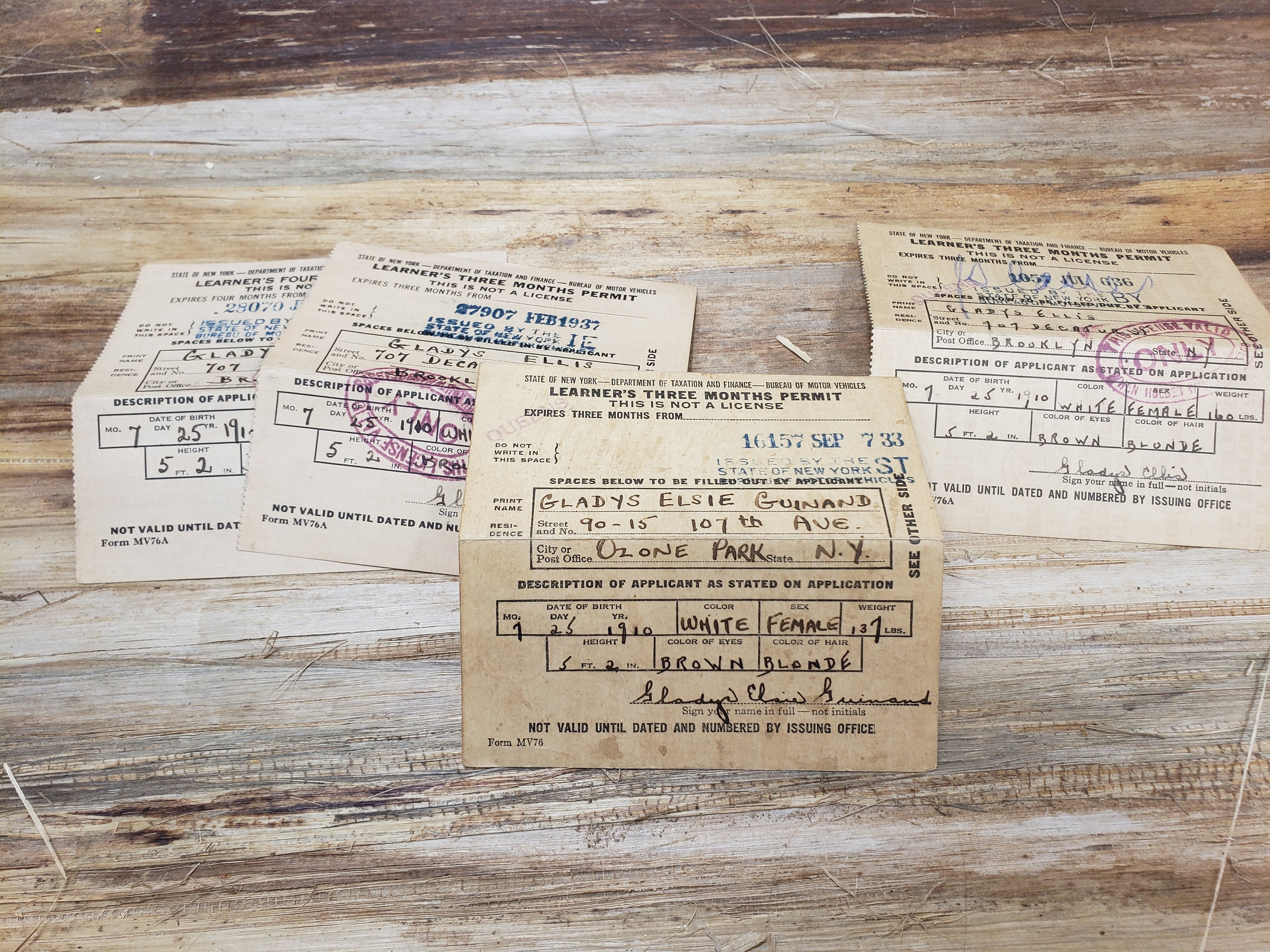 Set of Four Learners Permits From the 1920s -1930s New York Learners ...